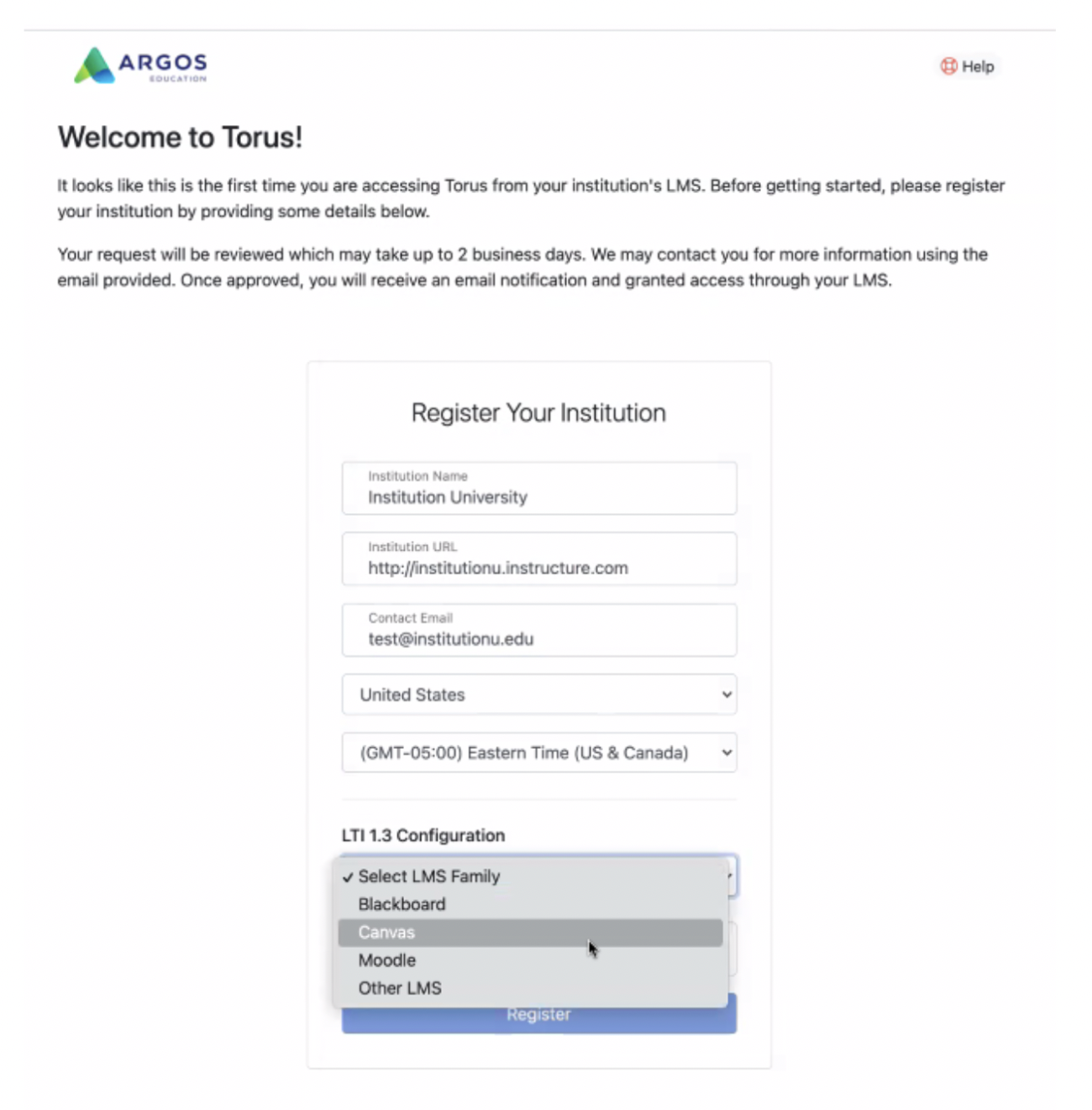 Argos Canvas LTI 1.3 Configuration